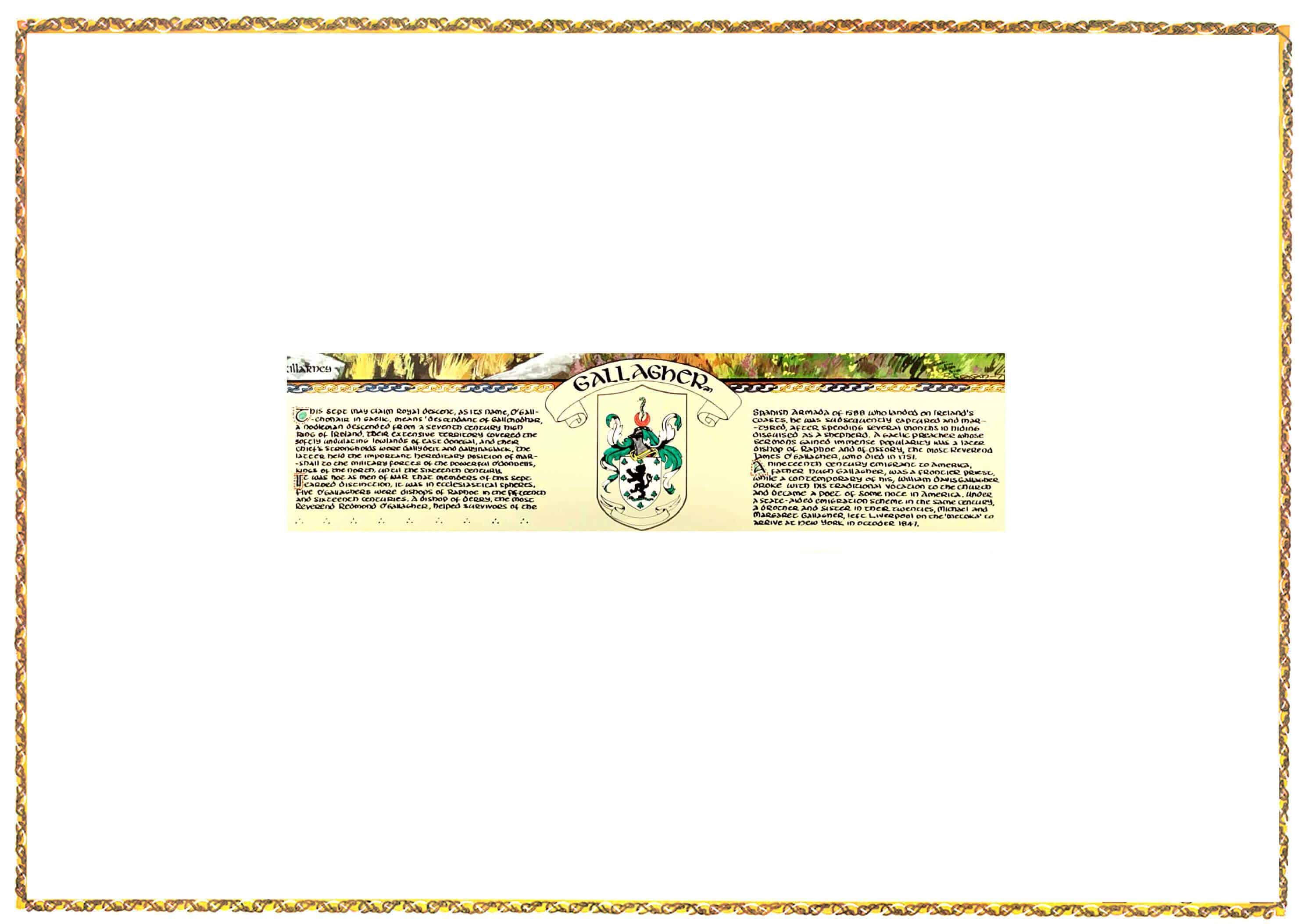 Gallagher Family Crest Parchment | Gifts of Ireland